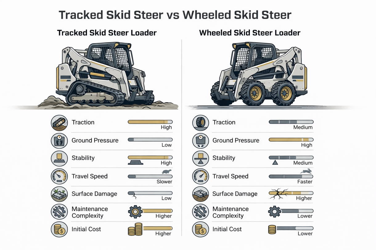 Track vs Wheel Skid Steer: Which One Should You Choose